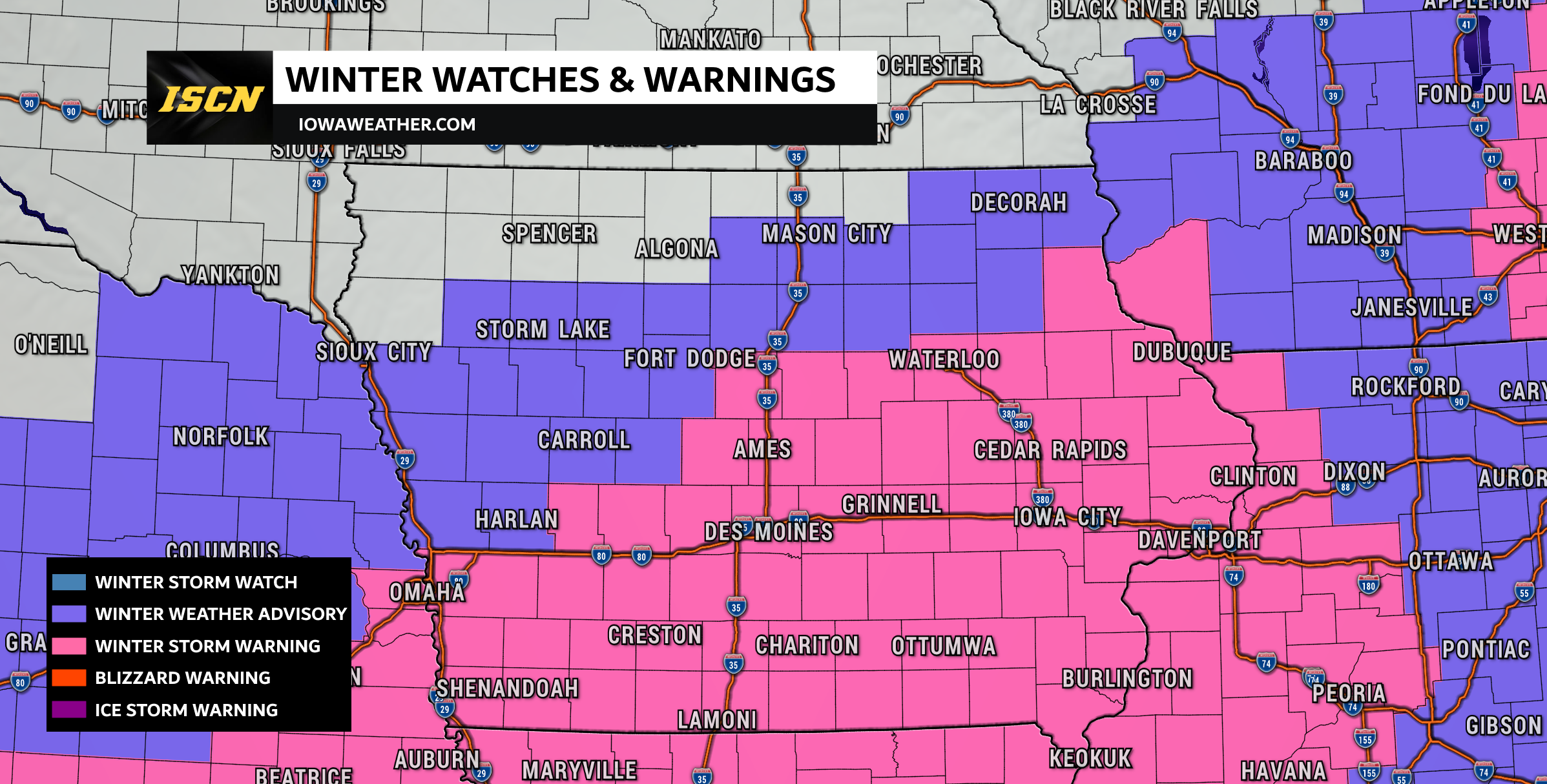Iowa’s First Major Snowstorm of the Season Arrives Wednesday