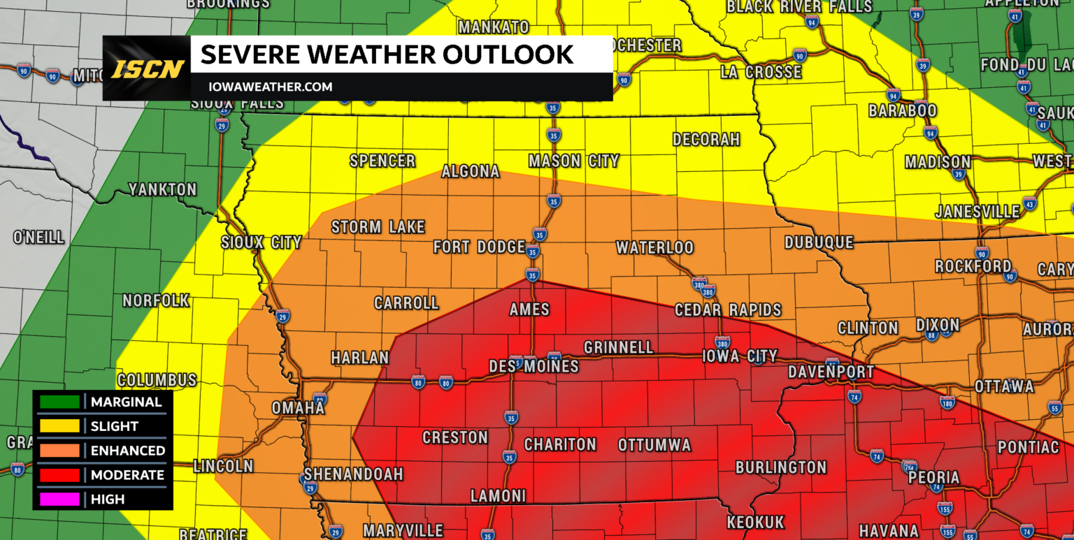 Moderate Risk of Severe Weather Issued for Iowa Friday