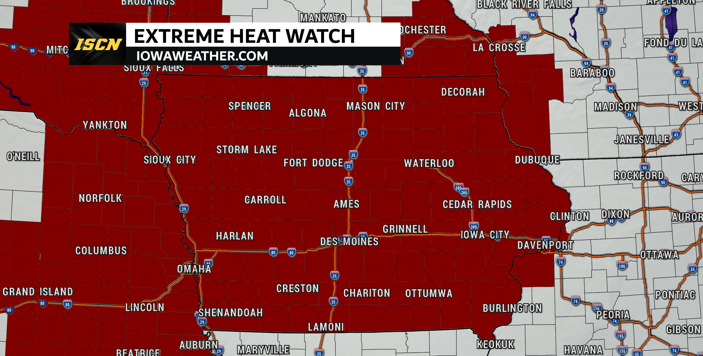 Extreme Heat Watch Issued for All of Iowa this Weekend