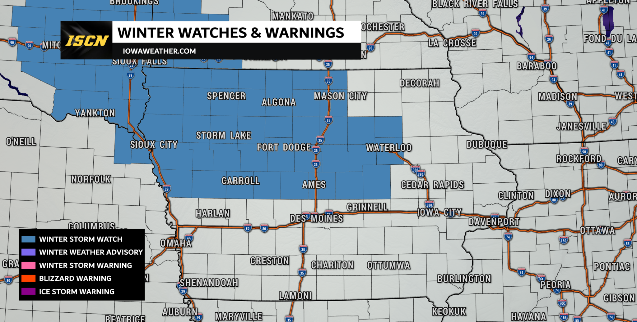 Blizzard Conditions Possible Across Northern Iowa Tuesday Night ...