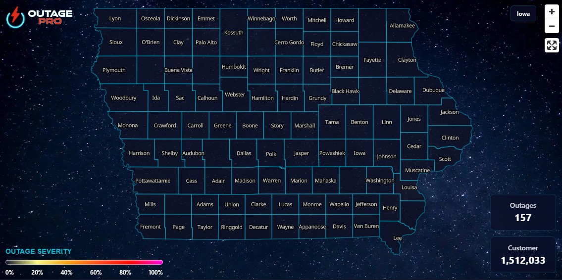 Iowa Power Outage Map | Live County & Utility Outages